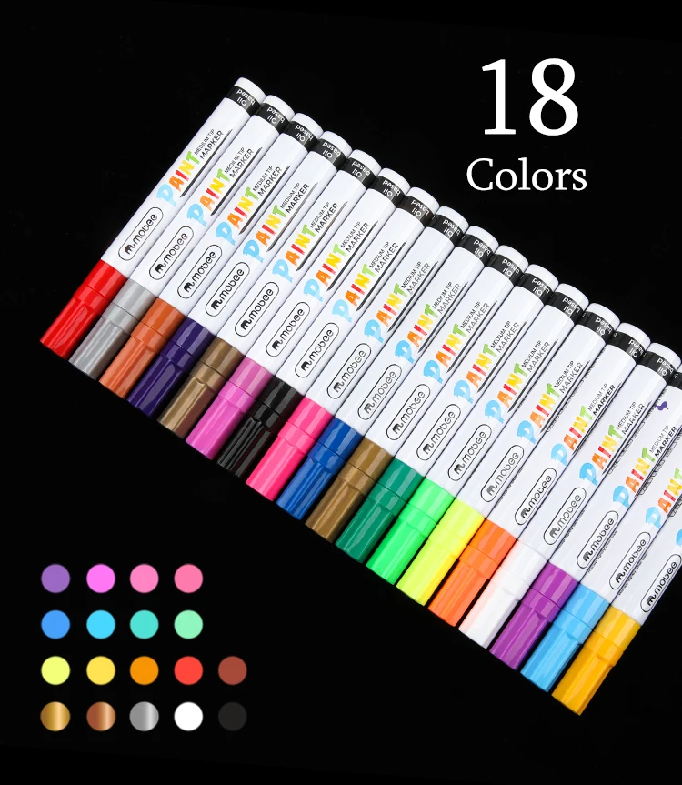 Mobee P-862a Low Odour Waterproof Paint Marker Of 12 Customized Paint ...