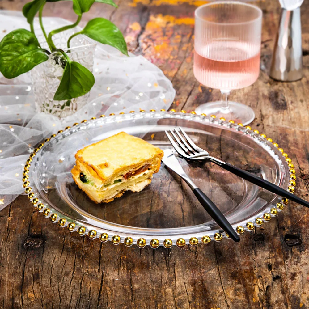 Wholesale Modern Luxury Gold Edge Bead Dinnerware Set