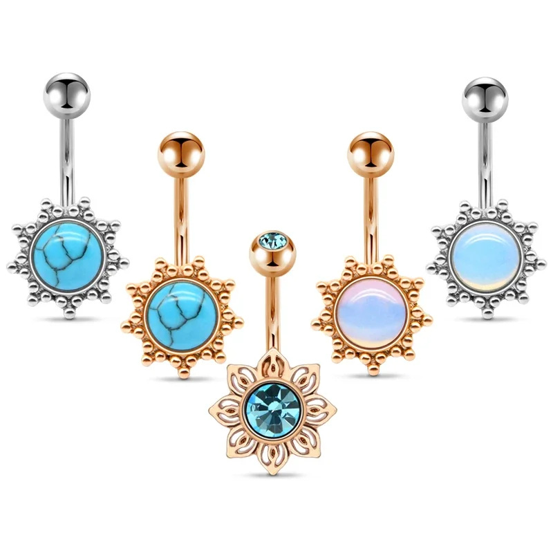 14g Surgical Steel Dangle Navel Belly Button Ring Curved Barbell Body ...