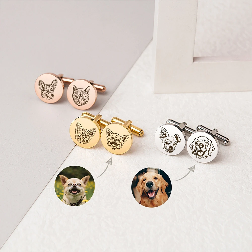 Stainless Steel Logo Engrave Custom Gold Plated Cufflinks Wedding Gift ...