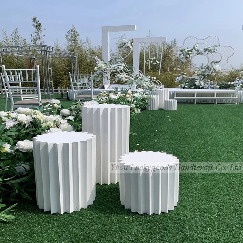 LDJ1119 White Pedestal Stand For Wedding Party Decoration Round Plinth ...