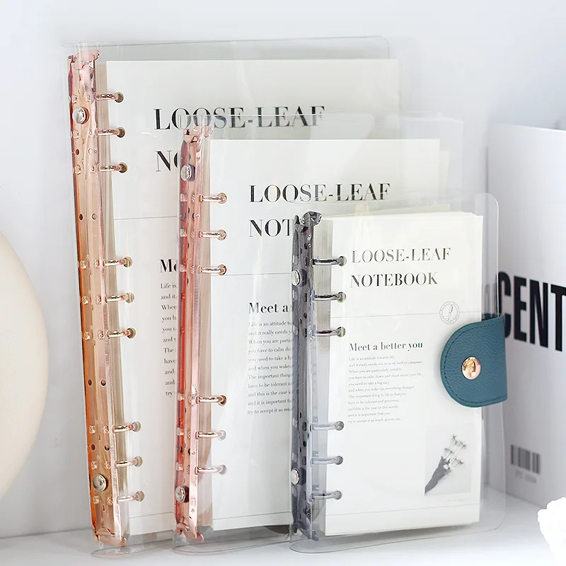 A5 Transparent Pvc Cover 6 Ring Binder Notebook Refillable Loose Leaf ...