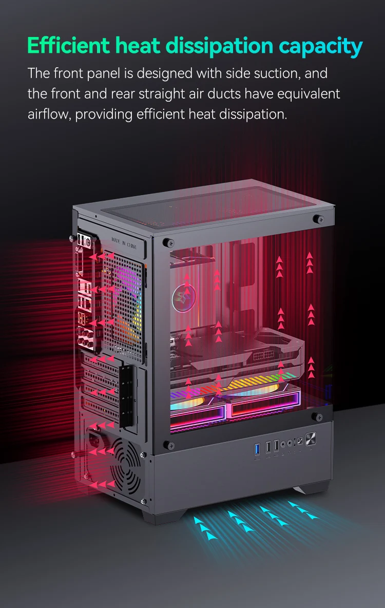 Snowman Black & White Mid Tower Pc Case With Rgb Fan