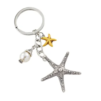 Marine Style Series Key Chain Starfish Shell Conch Pendant Key Chain ...
