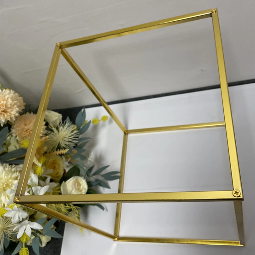 Rectangle Removable Gold Metal Pedestal Stands For Wedding Centerpieces ...