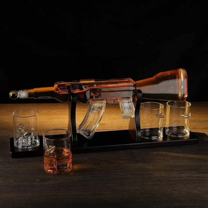 Glass Ak47 Rifle Gun Whiskey Wine Glass Decanter With 4 Whiskey Glasses ...