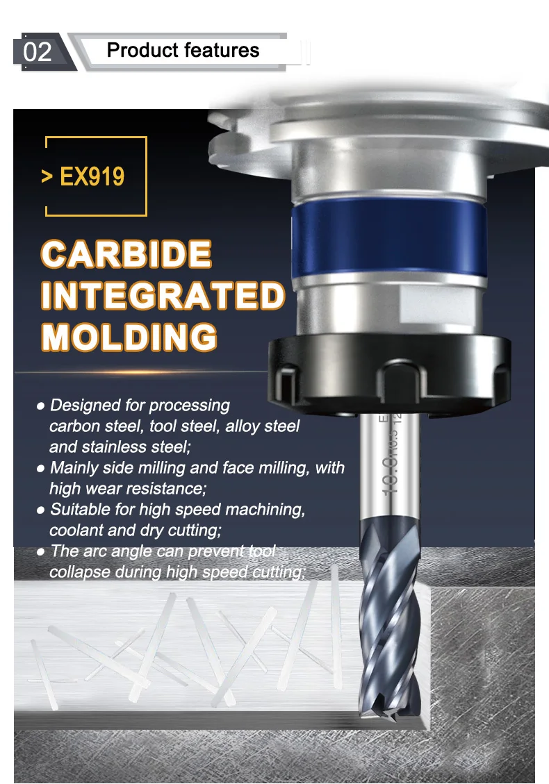 Vikda Overall Fillet Radius 4f Carbide End Mill Hrc50 Processing ...