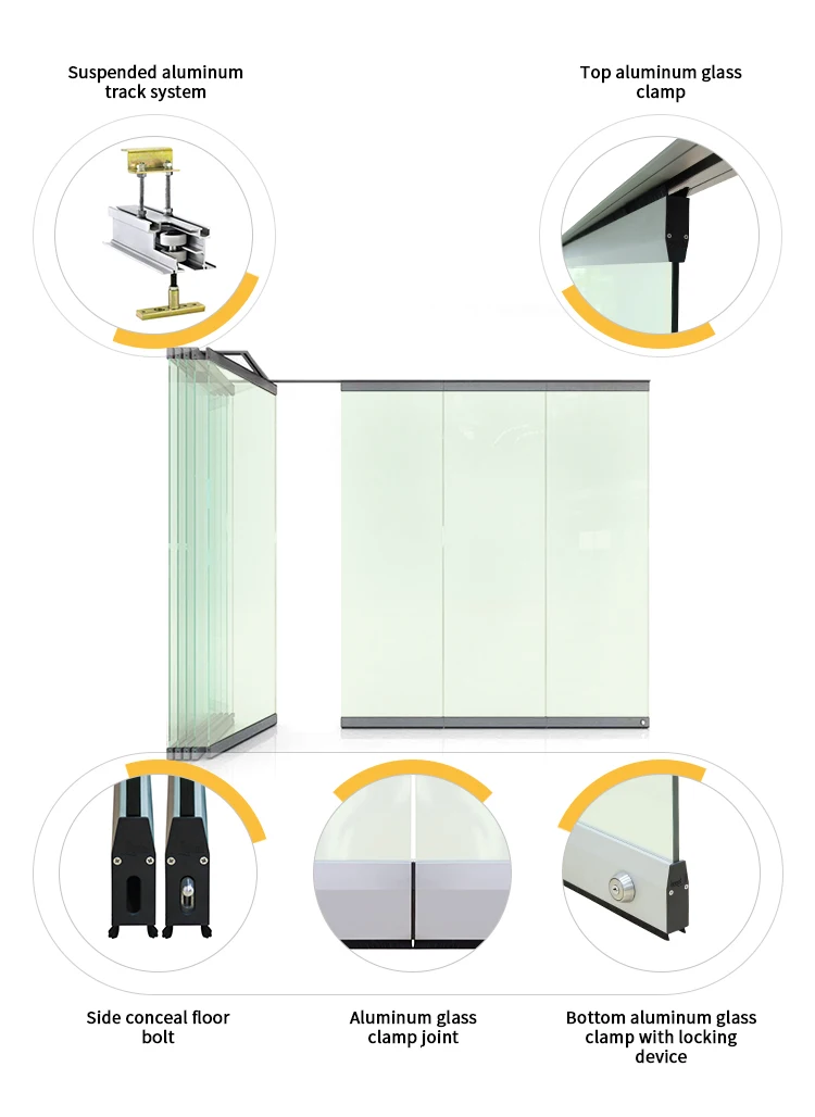 Aluminum Movable Glass Partition Walls for Modern Spaces