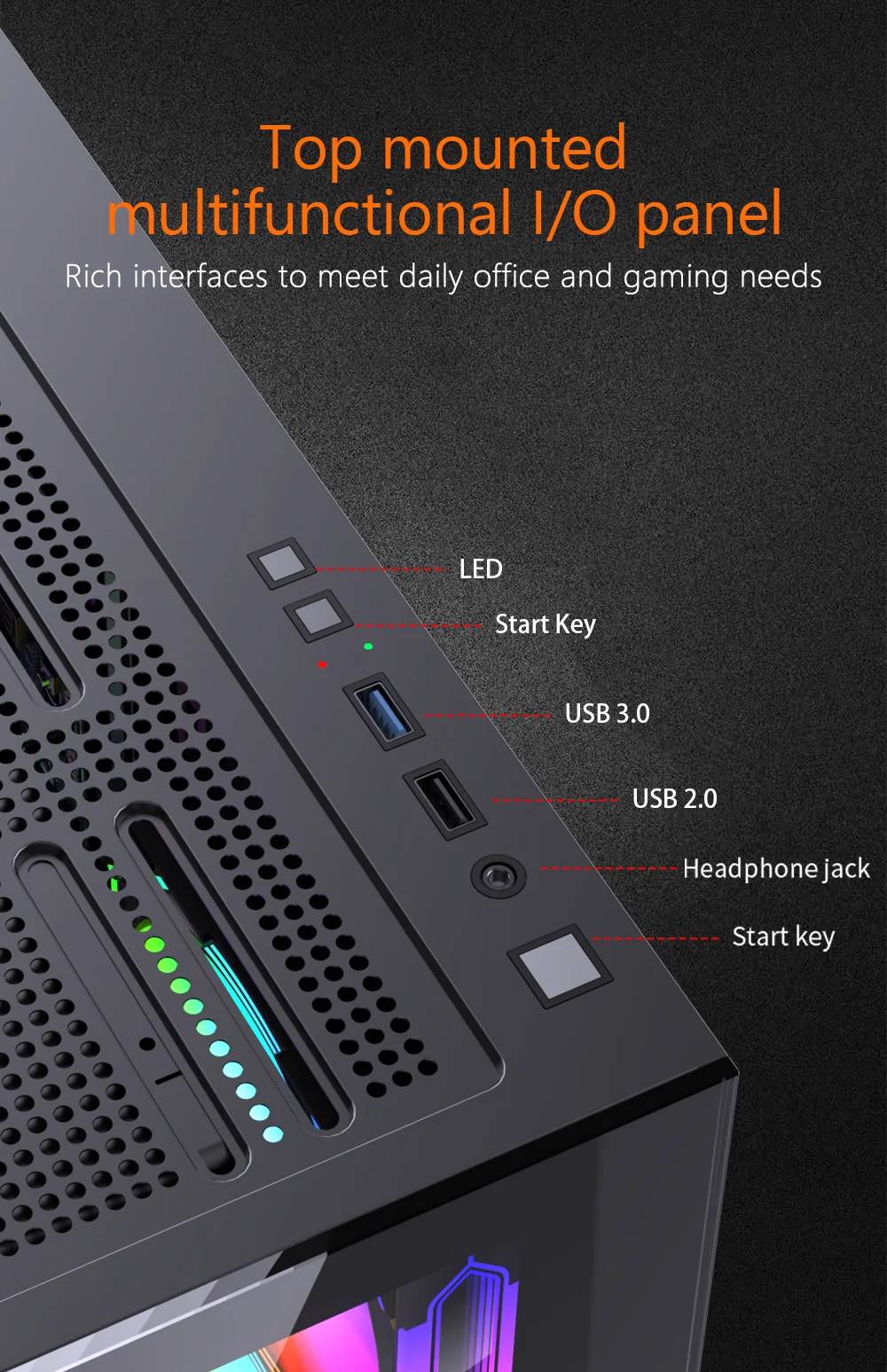 Lovingcool Mid Tower Gaming PC Case - White & RGB Fans