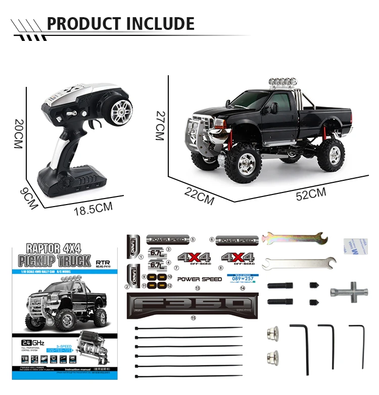 Electric Remote Control Pickup Truck - 1:10 Scale Crawler