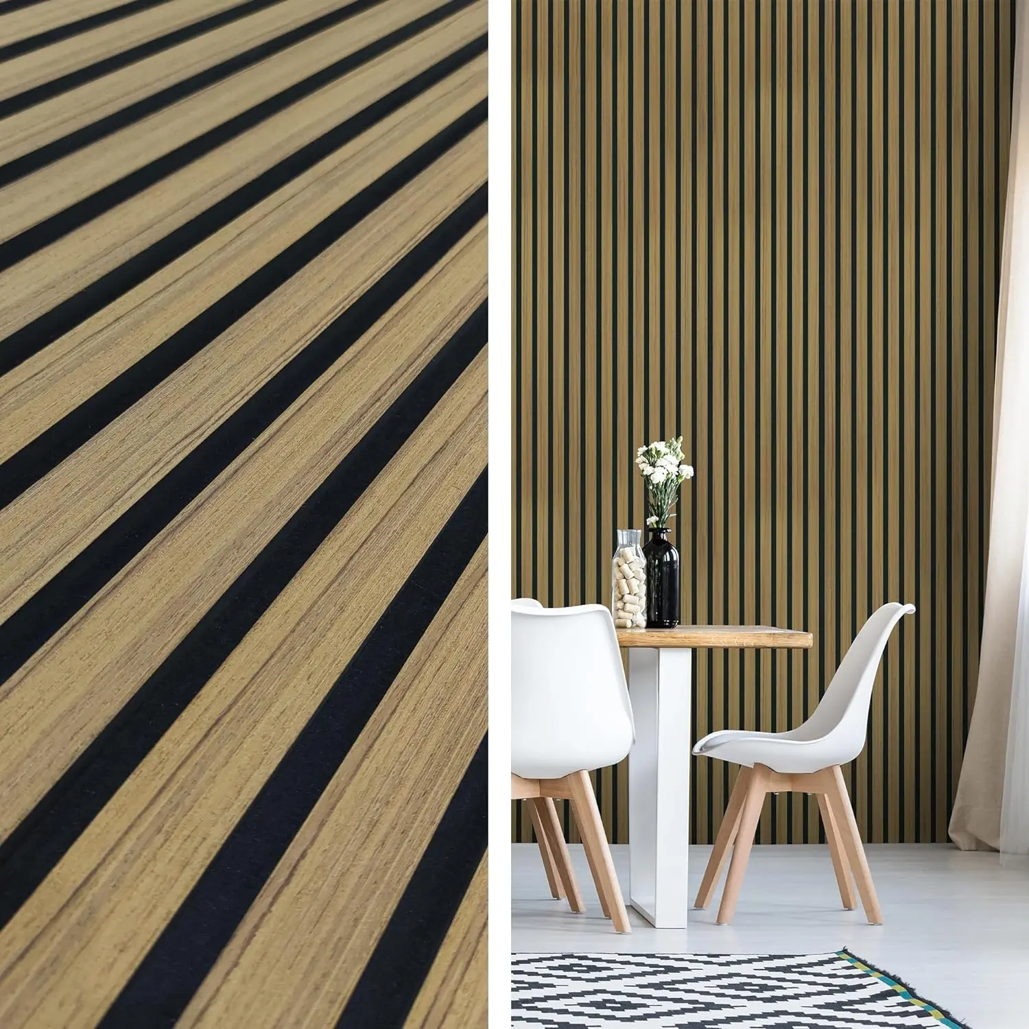 Teak Wood Slat Acoustic Panels for Decor and Noise Reduction 3D MDF ...