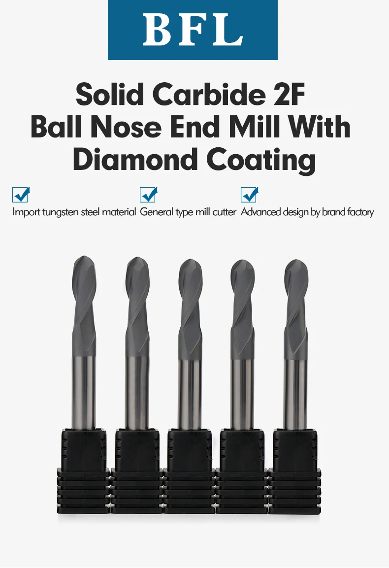 Bfl Solid Carbide 2 Flute Ball Nose 20mm Wood Milling Router Tool Bit ...