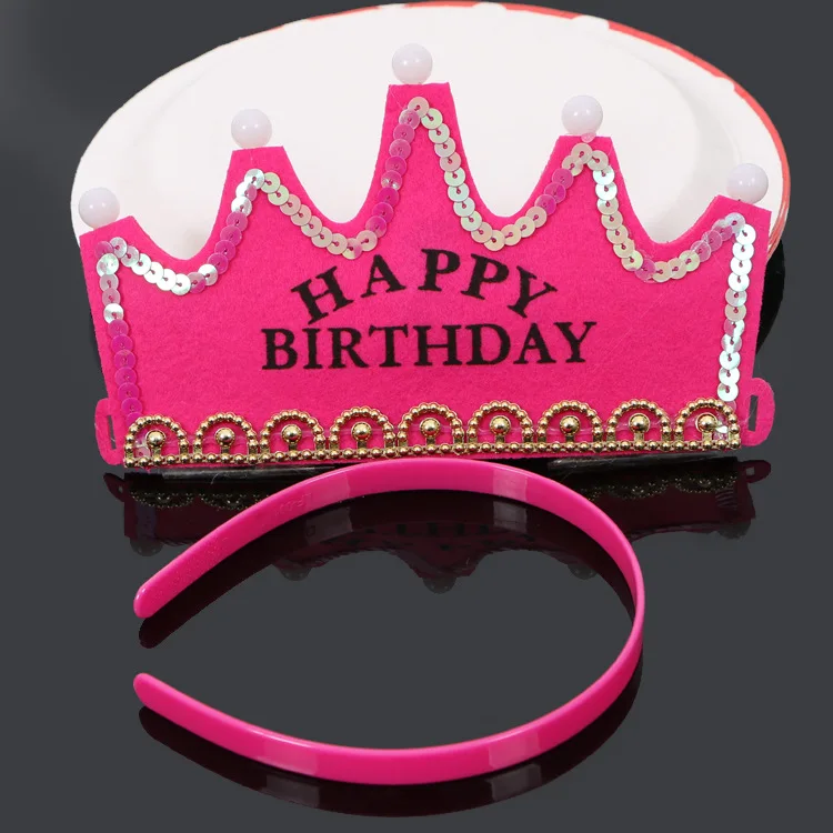 Multicolor Happy Birthday Flashing Led King Crown Headband Birthday ...