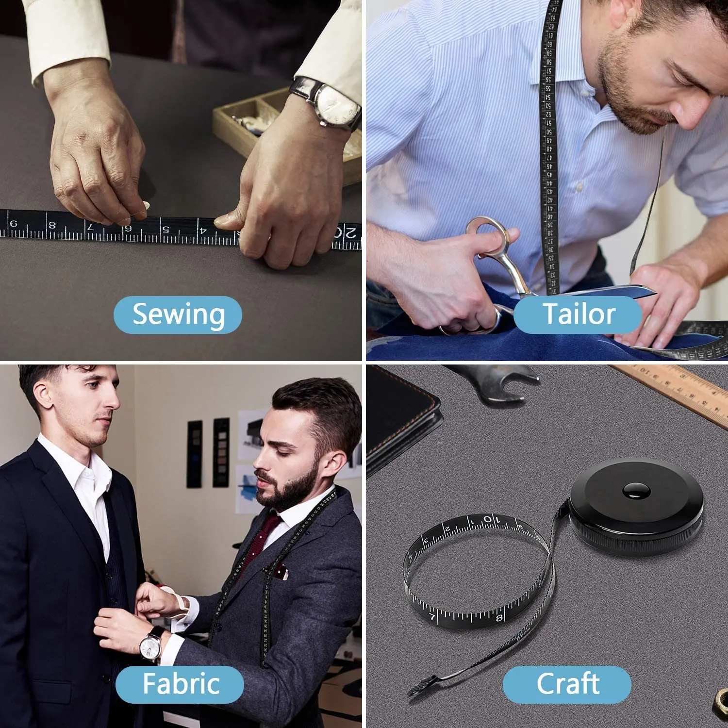 Wintape Self-tightening Black Push Button Tape Measure Body Measuring ...