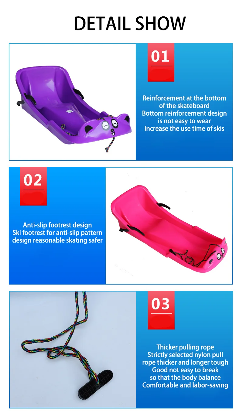 Winter Outdoor Durable Plastic Snow Sled Fun Snow Sledding Children ...