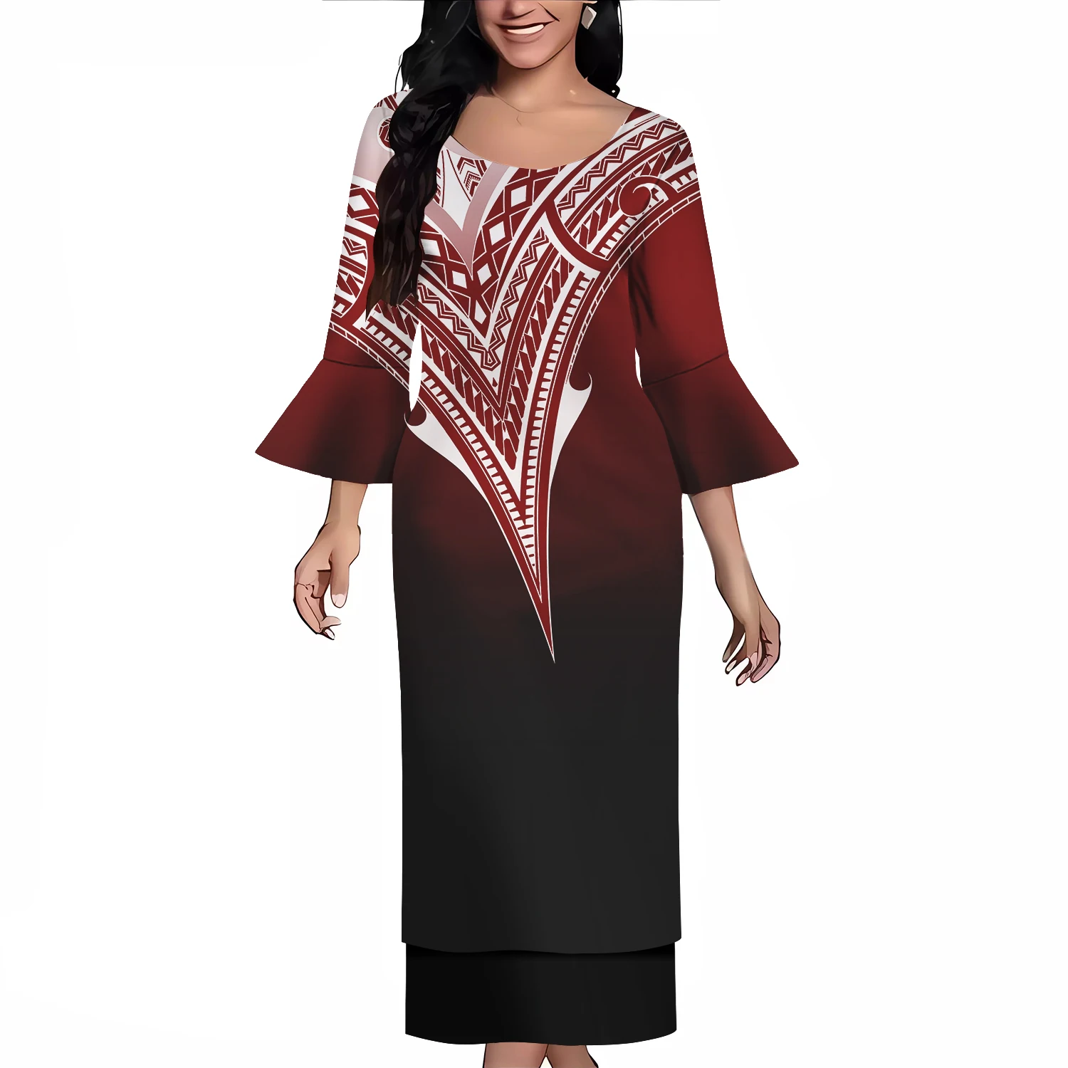 Dropshipping Polynesian Puletasi Samoan Dress Crew Neck Ptaha Set ...