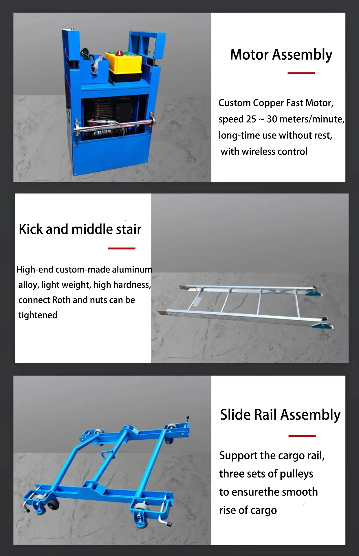 Solar Panel Ladder Lift for Roof - Custom Alum Electric Hoist