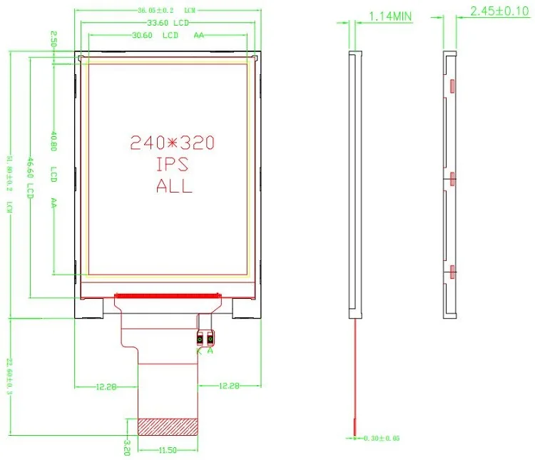 2 Inch QVGA IPS TFT LCD Module with Capacitive Touch Panel