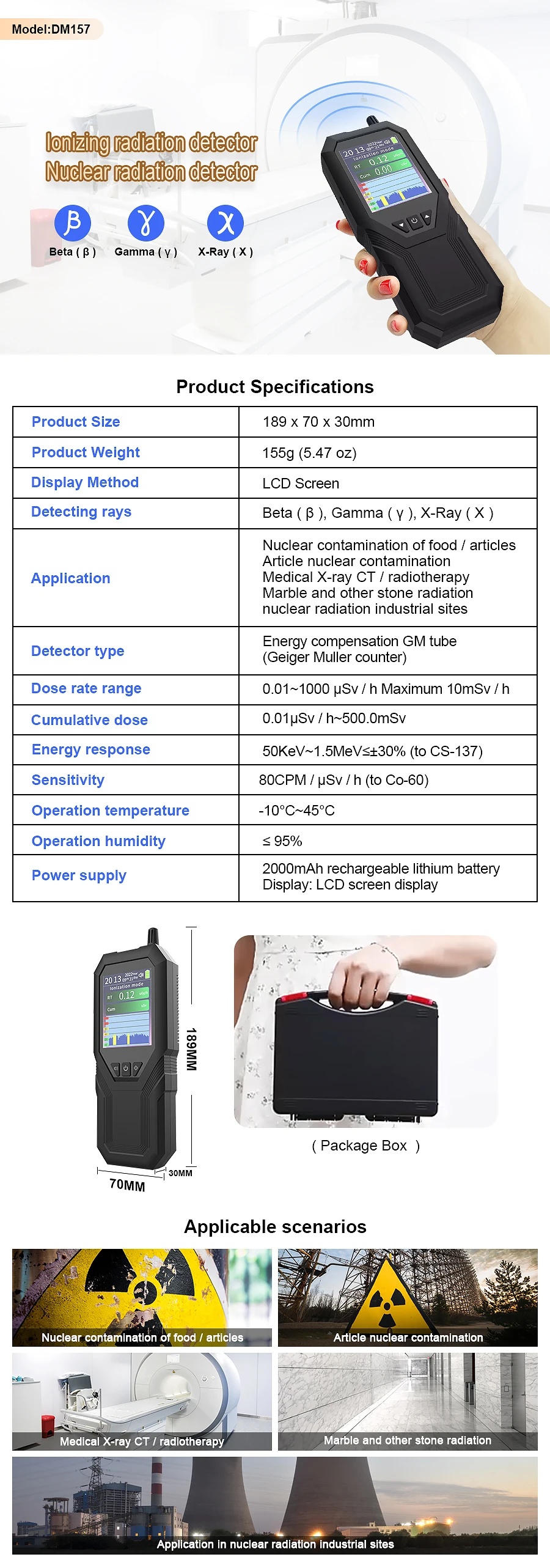 Nuclear Pollution Detector Personal Dosimeter,X-ray Beta Gamma ...