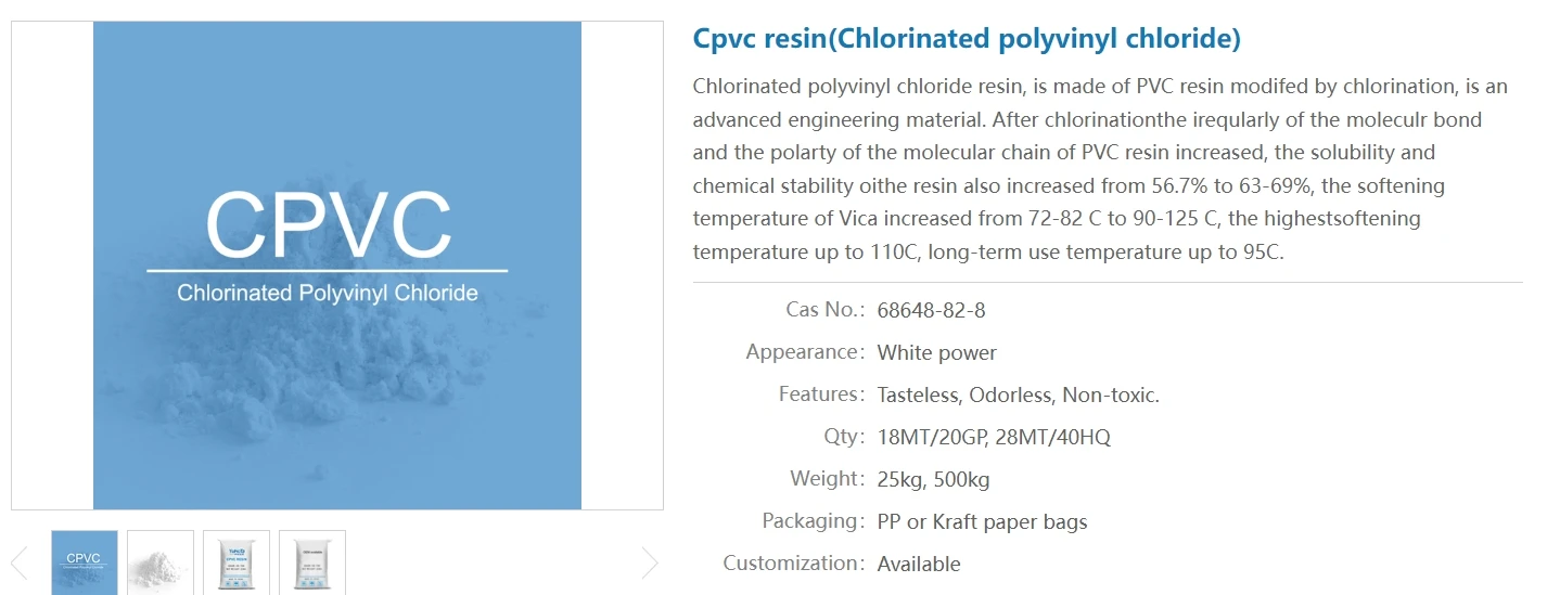 Chlorinated Polyvinyl Chloride CPVC Compounds CPVC Resin for Extrusion ...