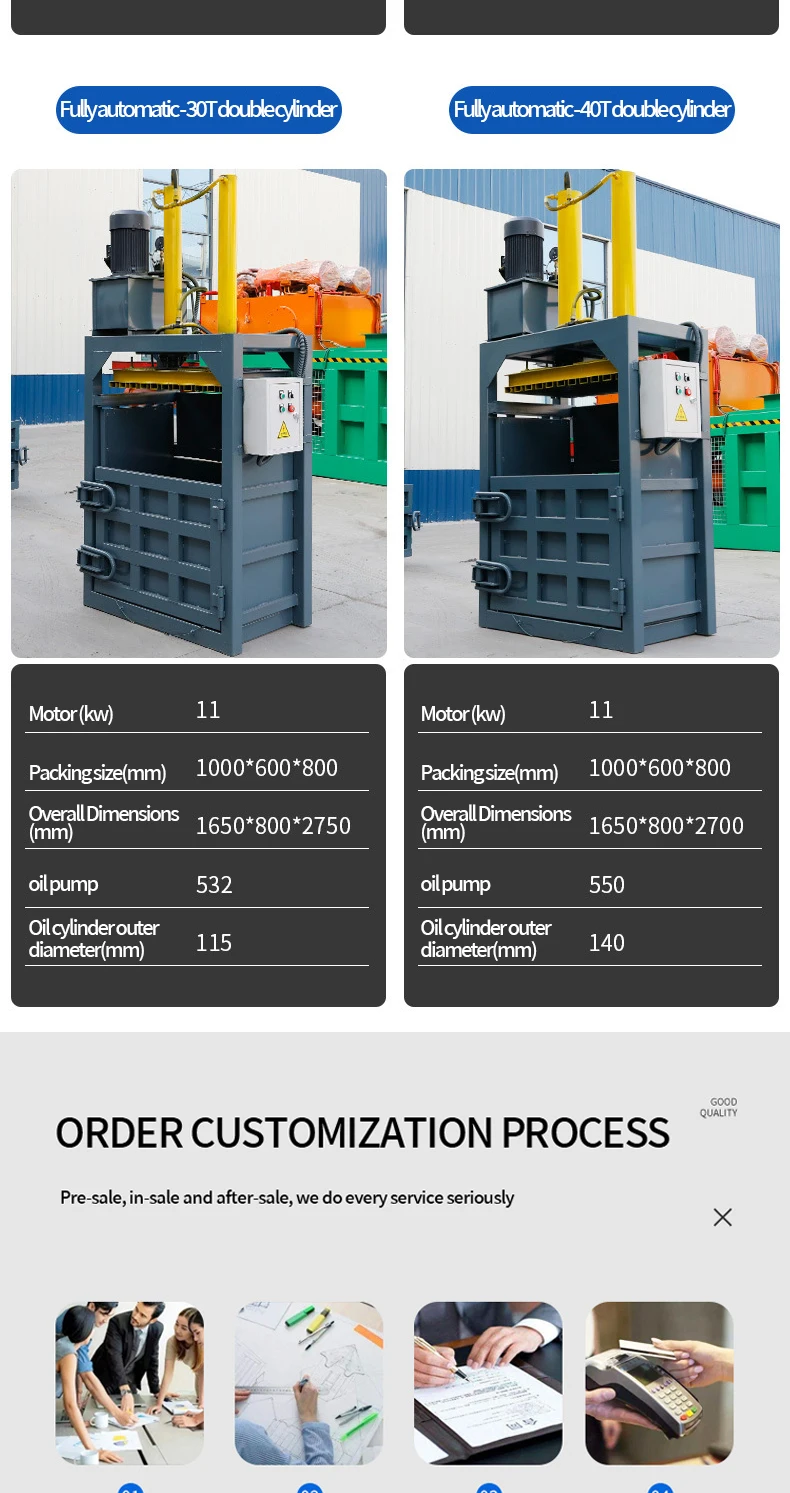 Vertical Semi-automatic Hydraulic Packer Waste Compressor Paper Baler ...