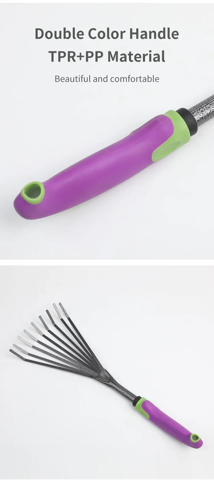 Small Garden Rake 9 Teeth Hand Rake Tool Non Slip Grip Handle - Buy ...