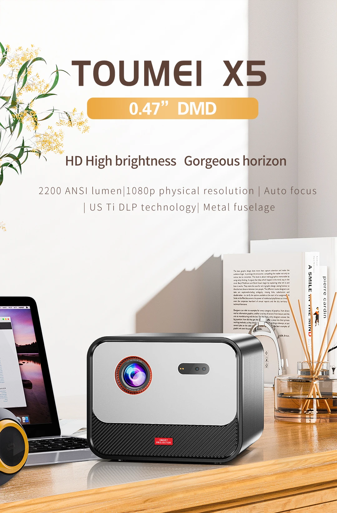 WUPRO X5 2200 ANSI Lumens - Portable 3D Projector for Home