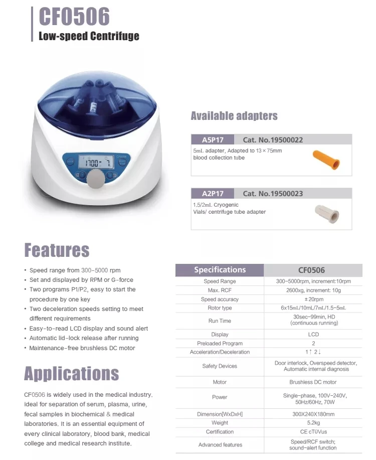 Wholesale Cf0506 Laboratory Centrifuge Low-speed Centrifuges For Hospital - Buy Cf0506,Low-speed ...