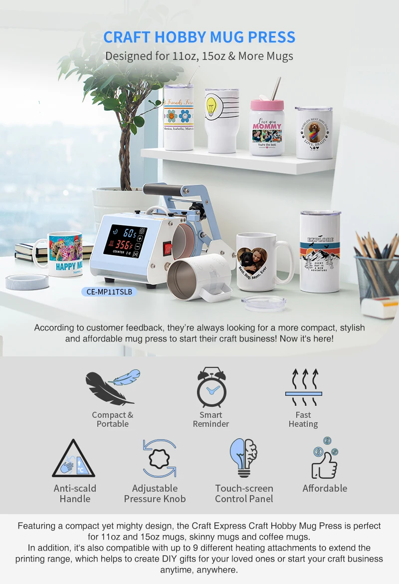 Bestsub Portable 40 Oz Tumbler Heat Press Machine for Sublimation Printing