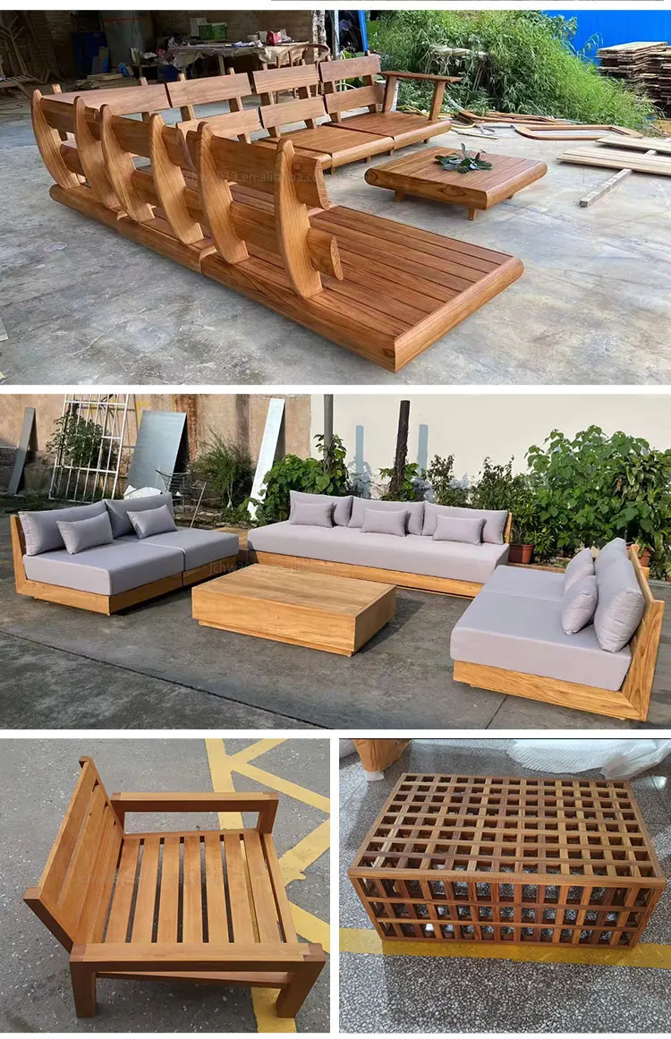 Customized Outdoor Sofa Combination Modern Teak Patio Garden Sofas Set ...