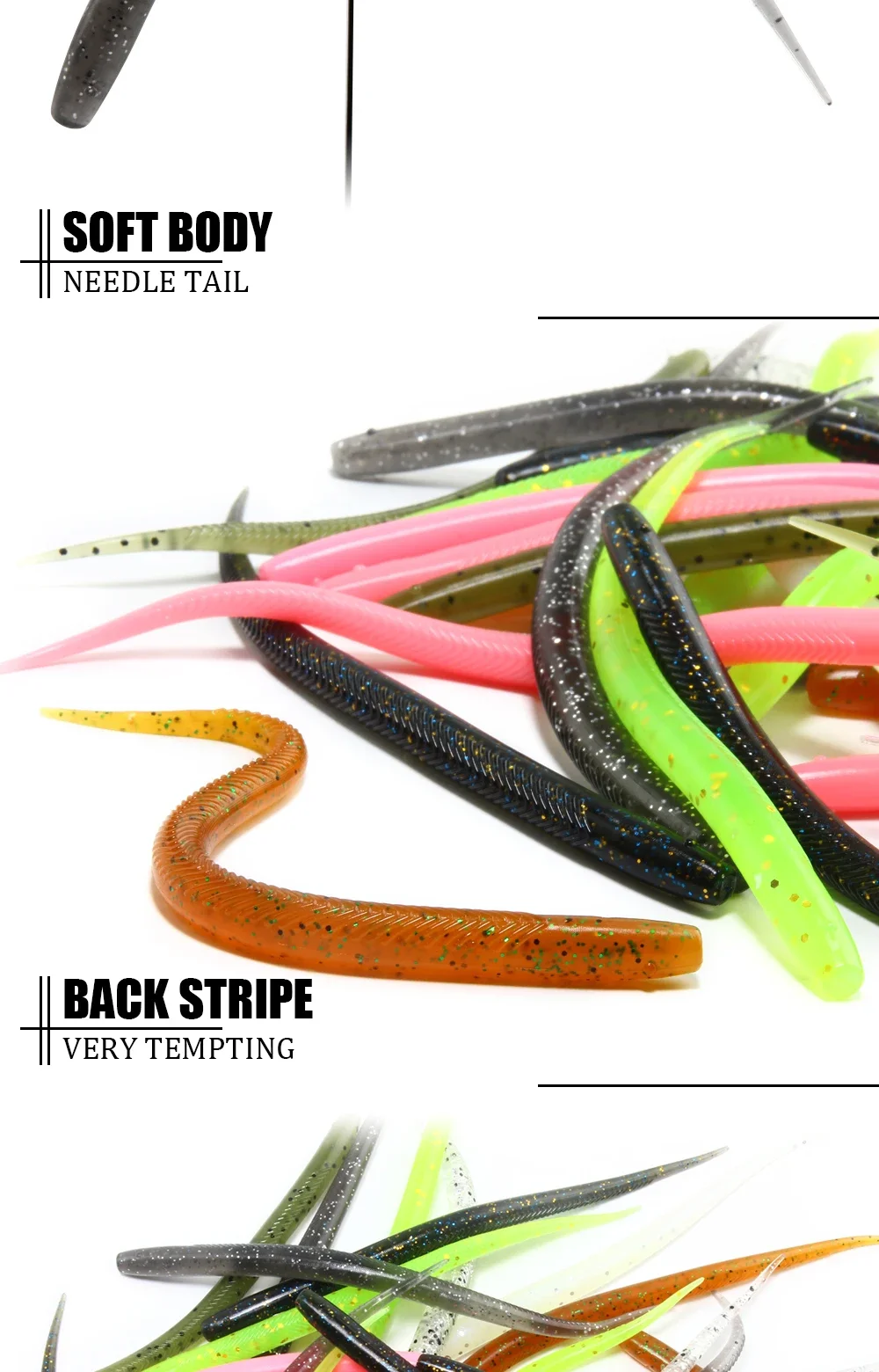 Spinpoler Fishing Soft Worm Lures PVC 14cm/4g Earthworm Artificial Bait ...