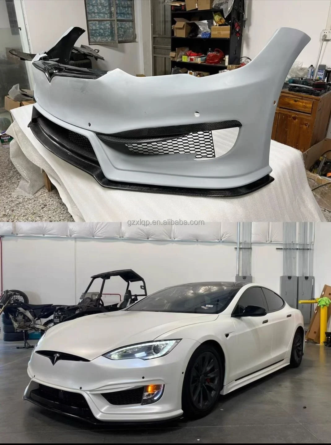 FOR Tesla S Modified with PD Material Front and Rear Bumpers