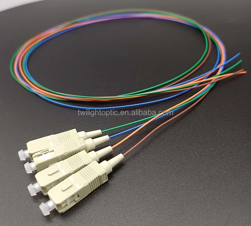 4 color fiber optic pigtails 1m 1.5m 4F coated SC multimode 50/125 62.5 ...