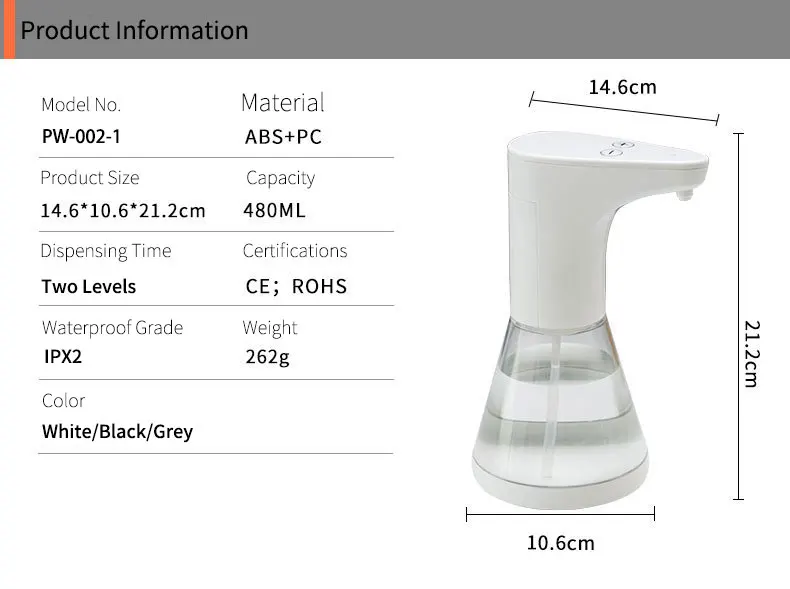 Abs Plastic Automatic Soap Dispenser Liquid/spray Methods Adjustable ...