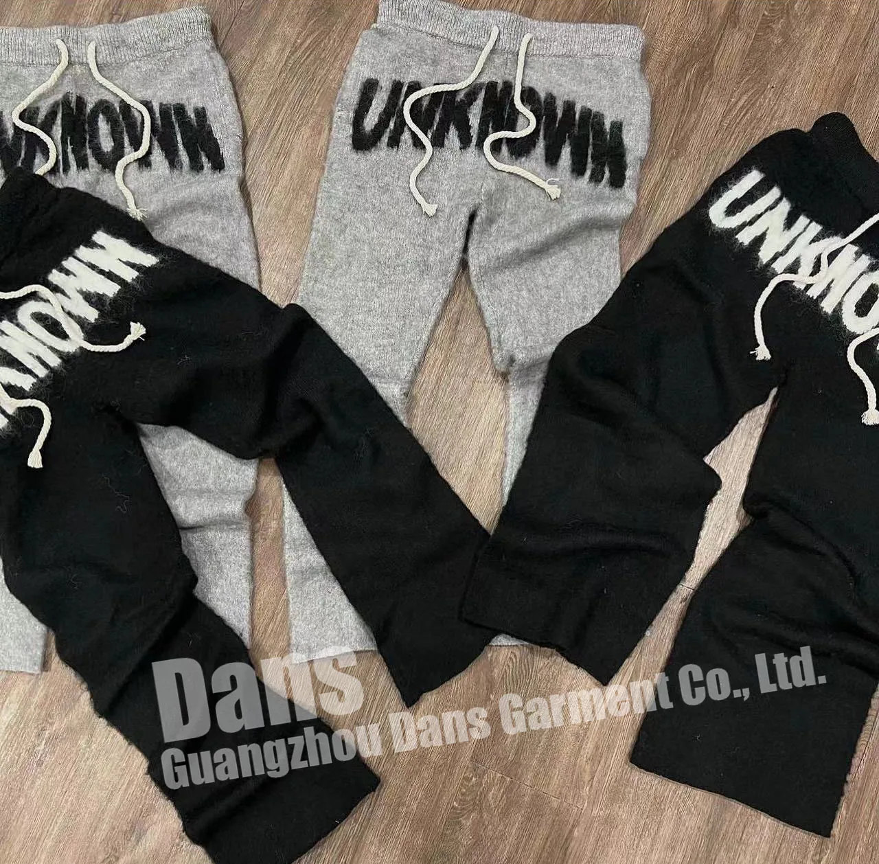Custom Print Mohair Stacked Sweatpants - Oversized & Fuzzy