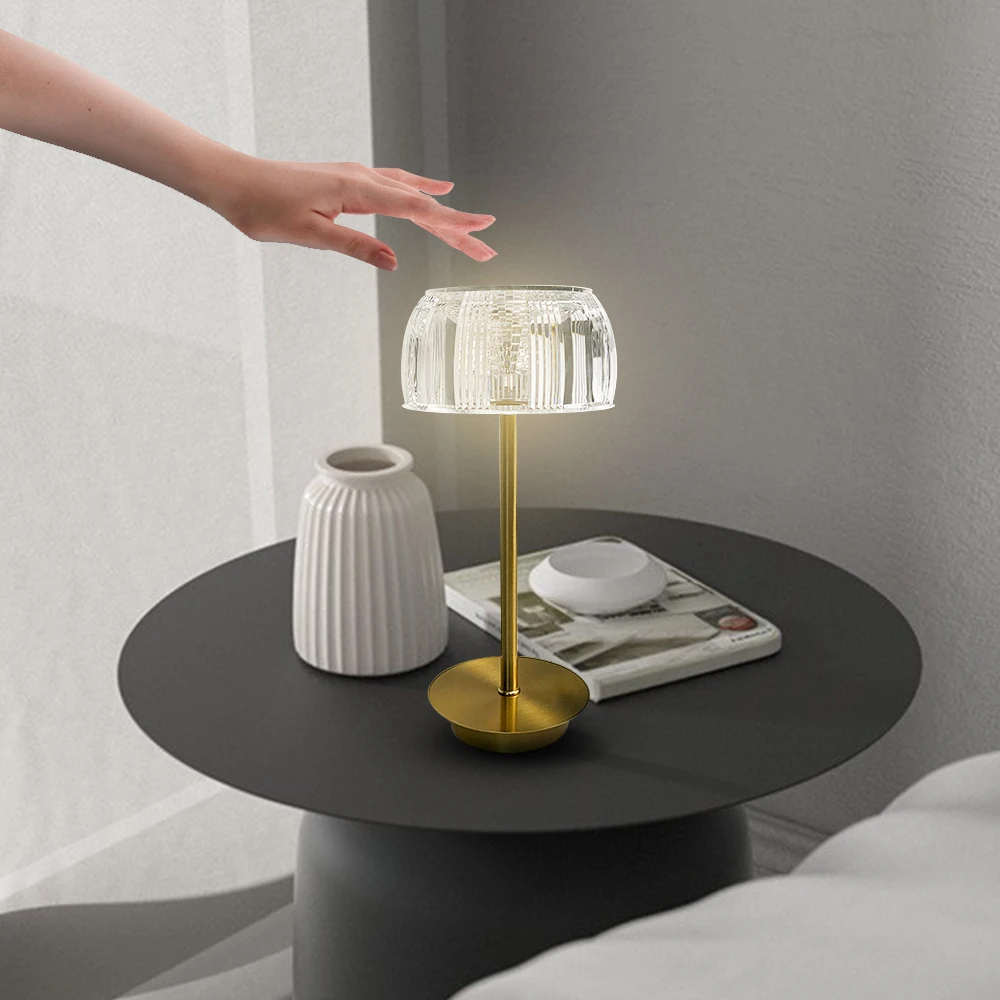 Modern Acrylic Metal Table Lamp Atmosphere Lamp Bedside Bedroom Outdoor ...