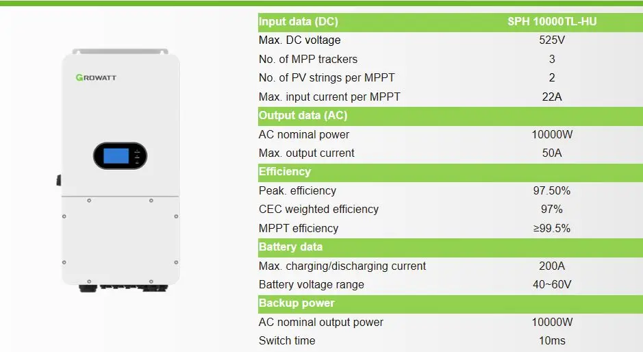 2024 New Version Growatt 10kw Sph-10000tl- Hu-us 120v 240v In Stock Split Phase Hybrid Solar ...