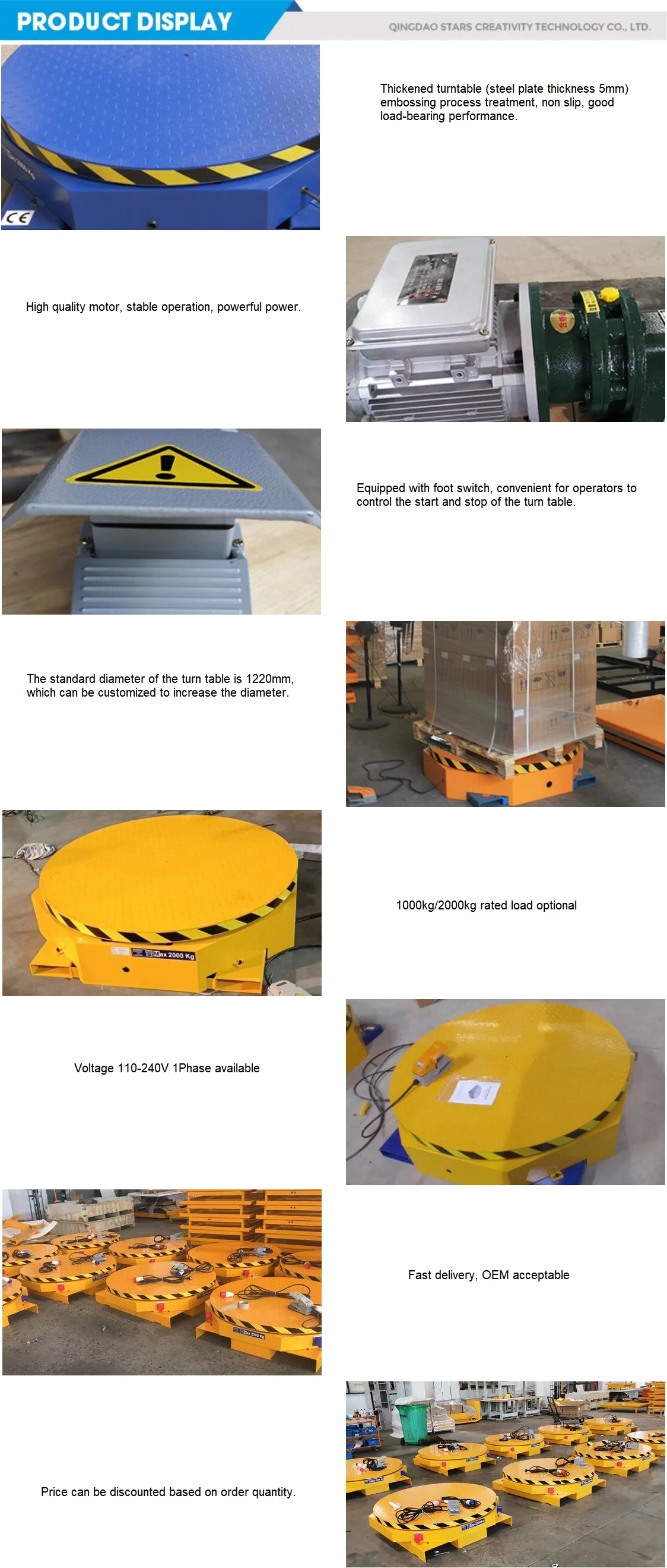 Carton Electric Turntable Motorized Rotary Pallet Turntable