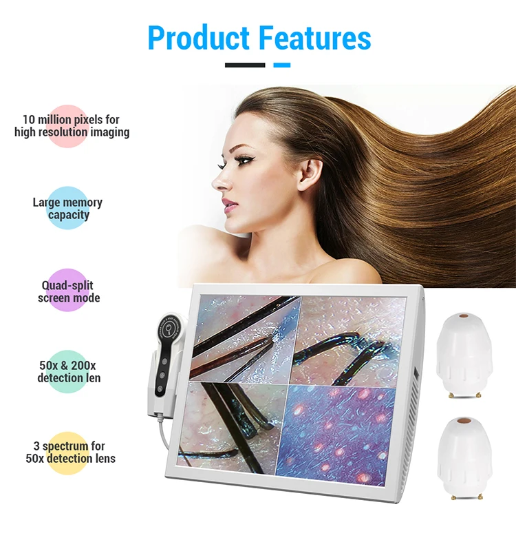 Hot Big Screen Hair Scalp Analyzer - 4-Spectrum Follicle Analysis Machine