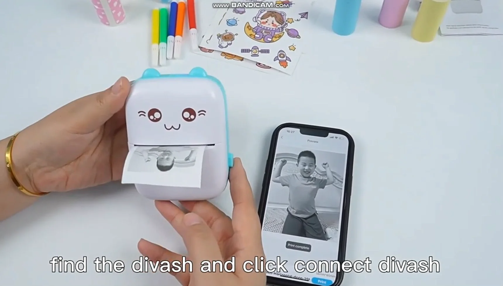 Cat Cute Portable Printer Mini Print Paper Photo 58mm Memo File By App ...