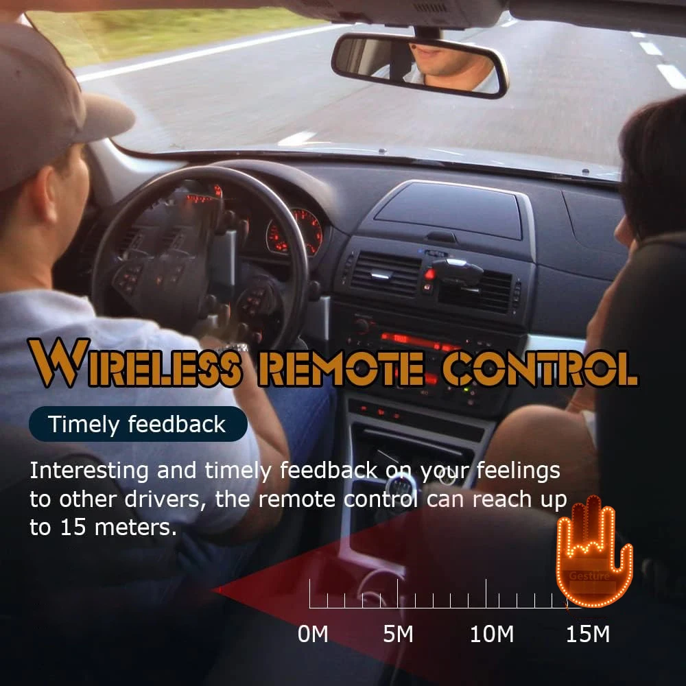 Funny Car Finger Light With Remote Gesture Led Middle Finger Light ...