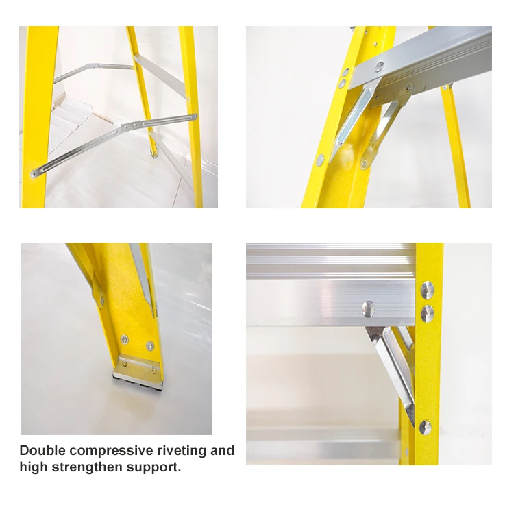 Movable Safety Fiberglass Podium Platform Ladder with Handrail