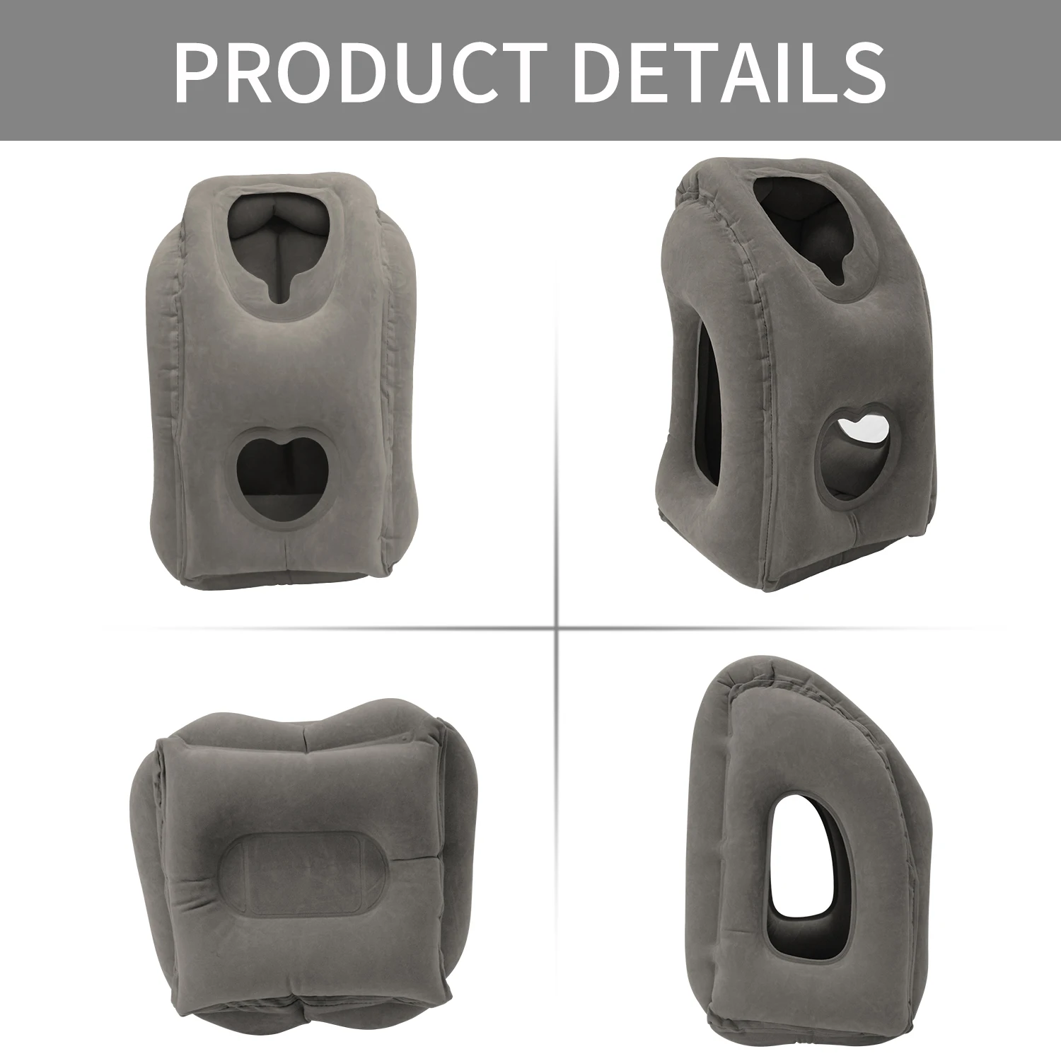 Inflatable Air Travel Pillow Airplane Head Chin Cushion Office Nap ...