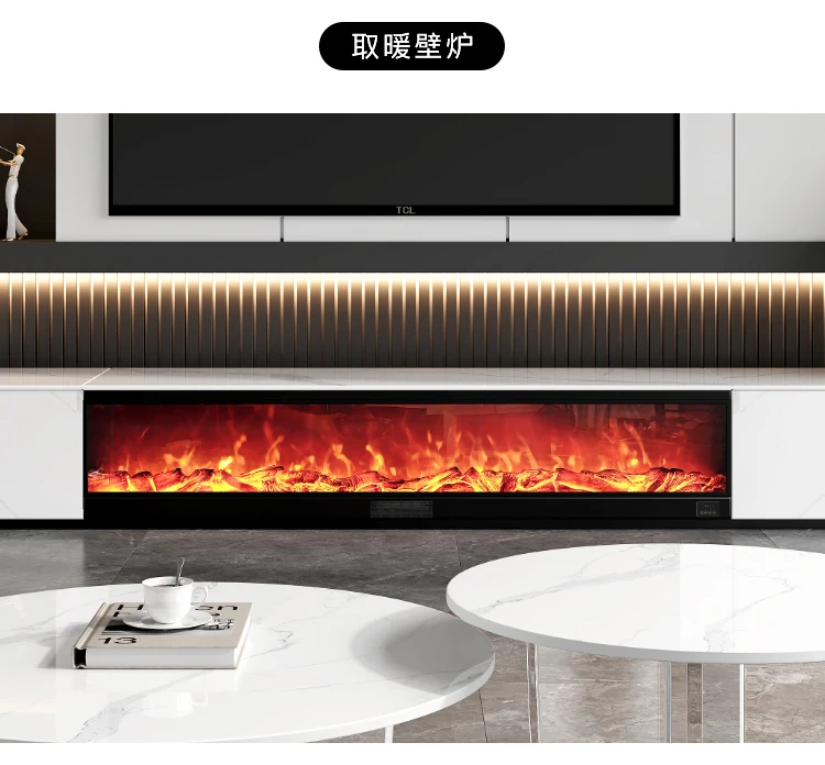 Modern Simulated Flame Tv Stand With Decorative Cabinet Electric ...