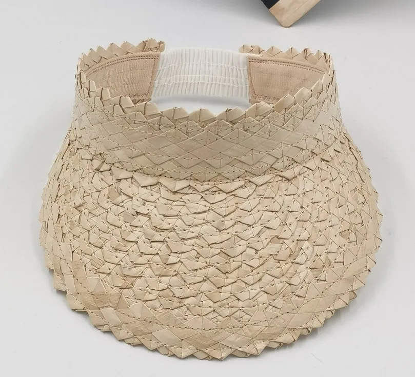 Hawaii Natural Premium Grass Rattan Straw Visor Cap With Elastic Back ...