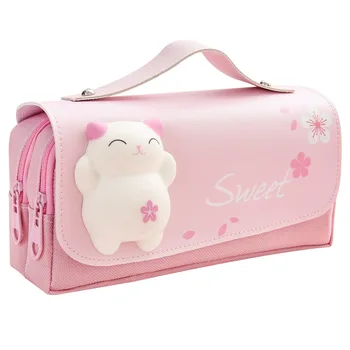 Cute Cat Pencil Case Stationery Pencil Bag Kawaii Cartoon Pencil Pouch ...