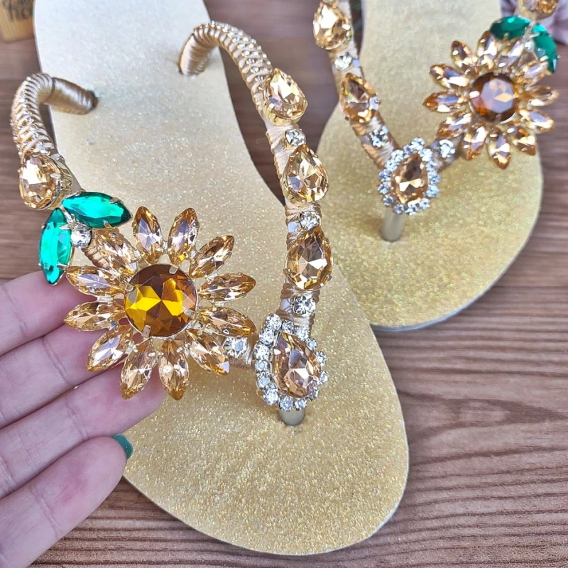 Gradient Spray Color Flip Flops Women Designer Slides Sandals Crystal ...