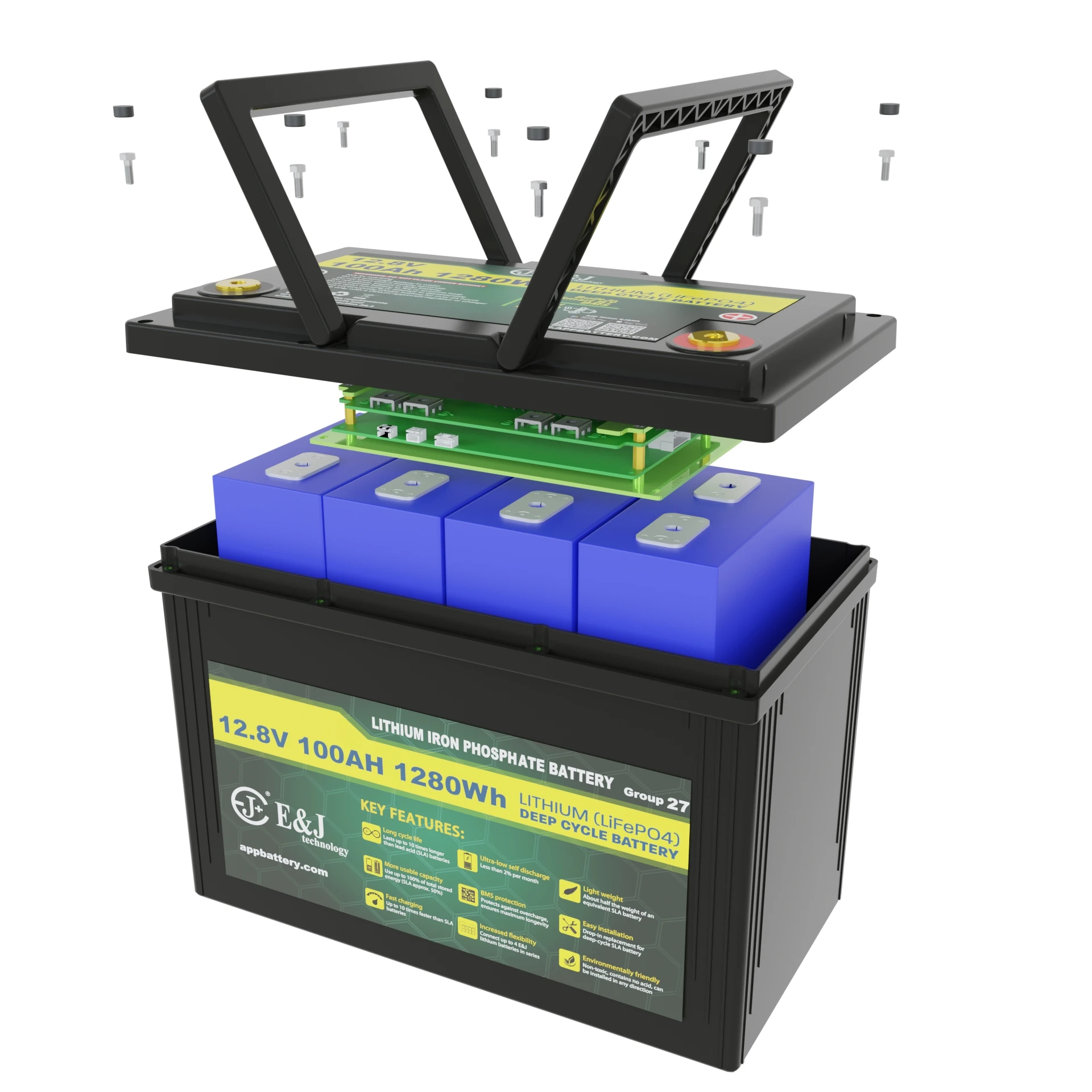 Cycles Deep 12v 100ah Cell Balanced Batteries Lithium Ion Recharg Solar ...