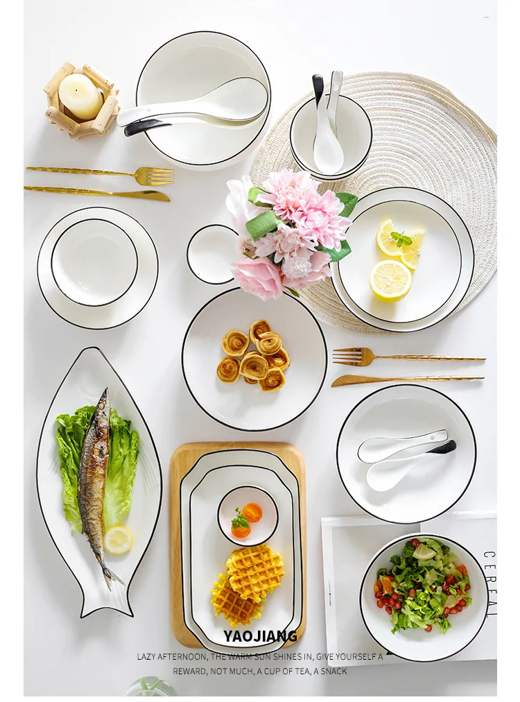 Ceramic Dinnerware Set - European Style Tableware Dishes