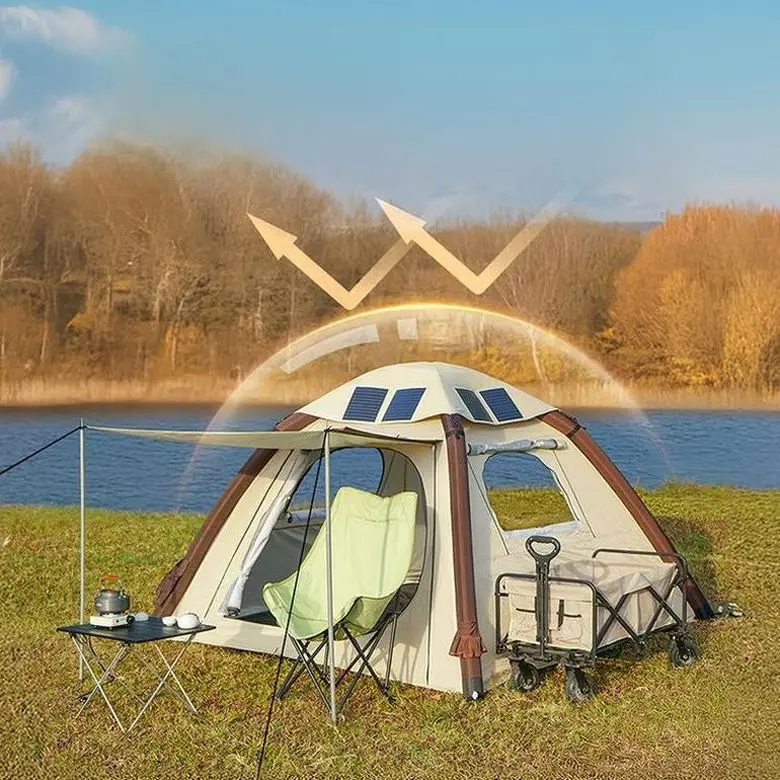 Durable Waterproof Inflatable Setup Solar Powered Modern Camping Tent ...